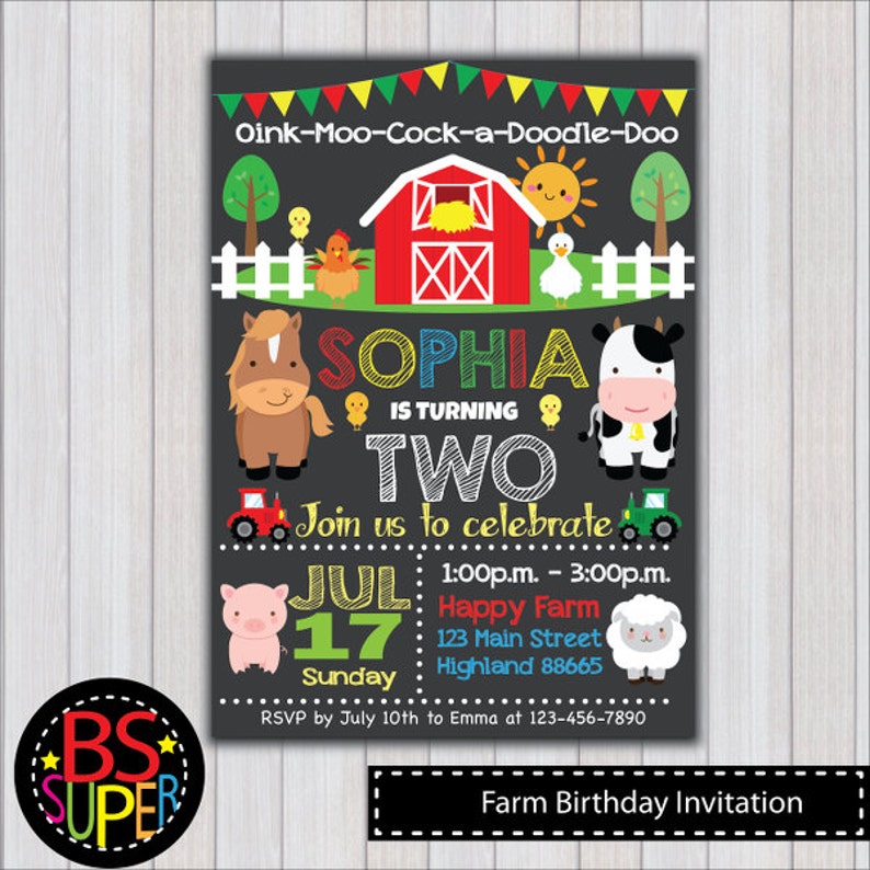 FARM BIRTHDAY Invitation Farm Birthday Party Invitation Farm - Etsy