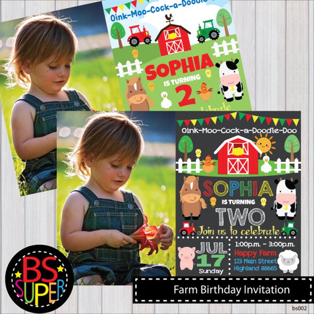 FARM BIRTHDAY Invitation, Farm Birthday Party Invitation, Farm Party ...