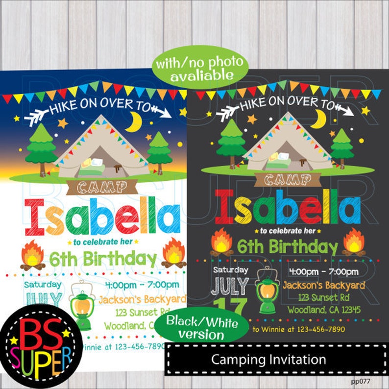 Camping Invitation Camping Birthday Invitation Glamping | Etsy