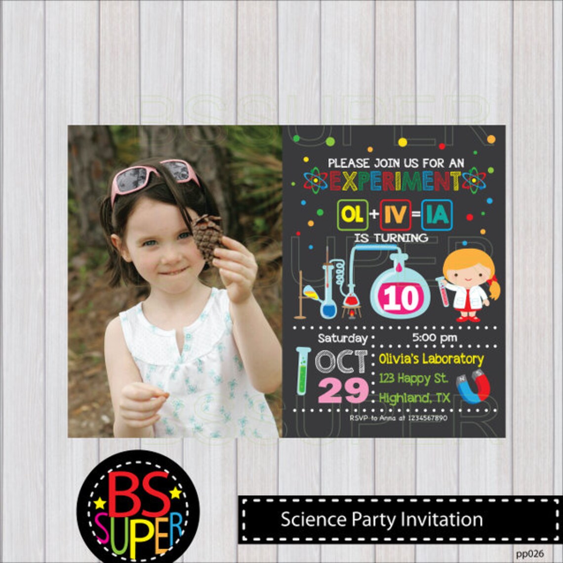 Science Birthday Invitation Science Party Invites Mad - Etsy