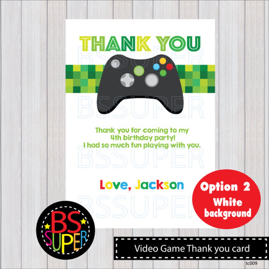 Video Game Thank You Card Video Game Birthday Party Thank You - Etsy