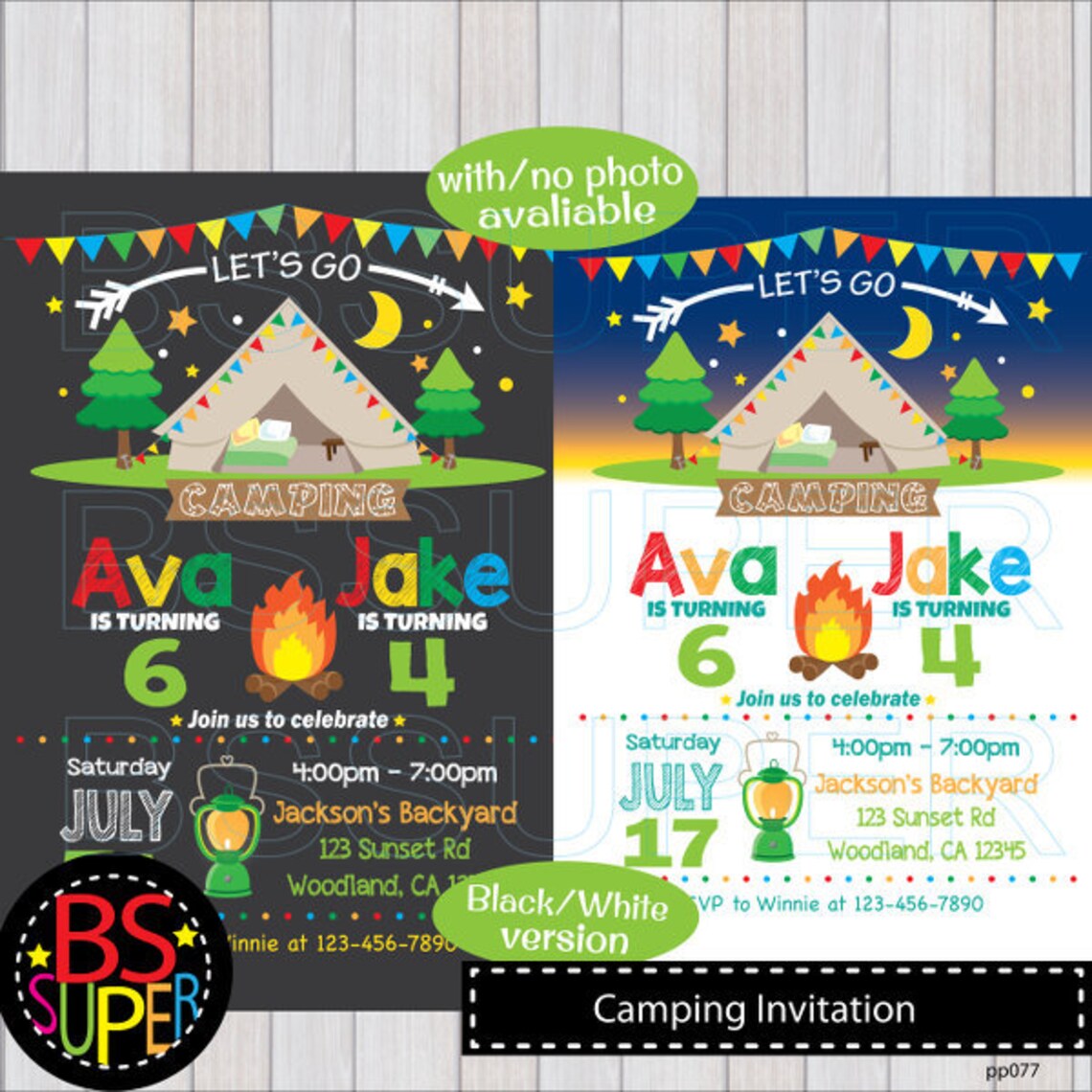 Camping Invitation Camping Birthday Invitation Glamping | Etsy
