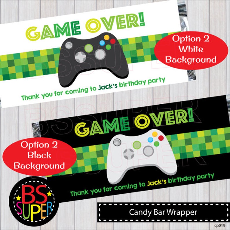 Video Game Party Candy Bar Wrapper Video Game Birthday Party - Etsy