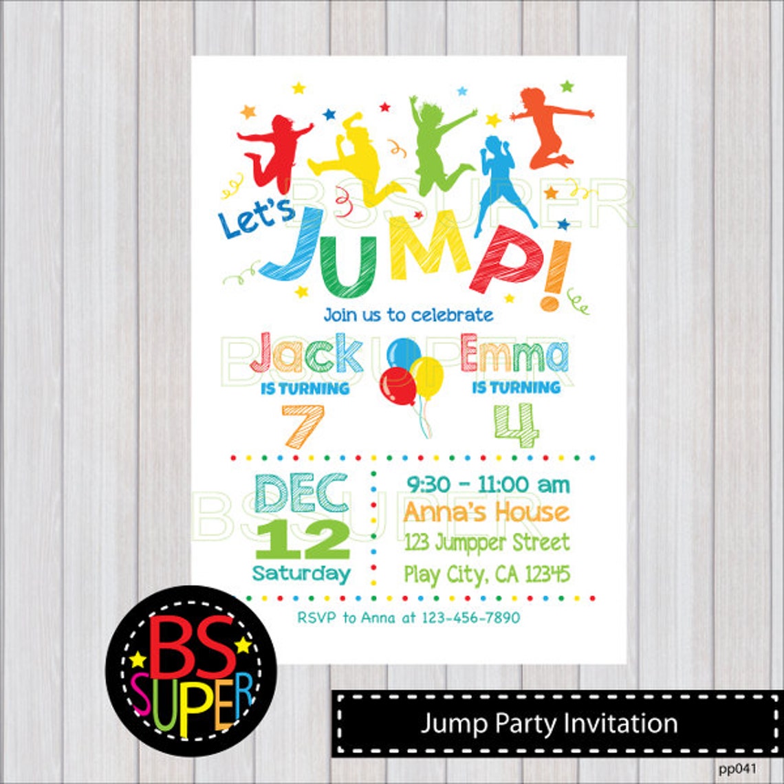 JUMP Invitation JUMP Birthday Invitation Bounce Birthday - Etsy