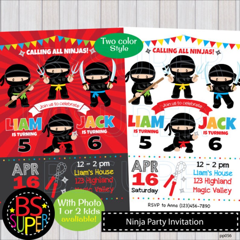 Ninja Birthday Invitation Ninja Invitation Ninja Party - Etsy