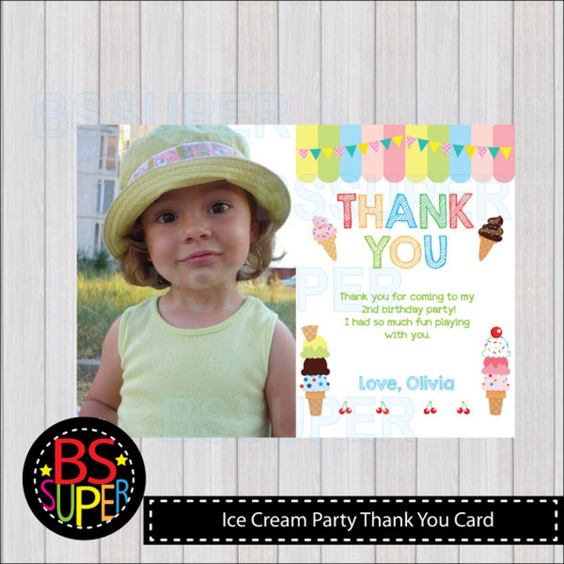 Ice Cream Party Thank You Card | Etsy