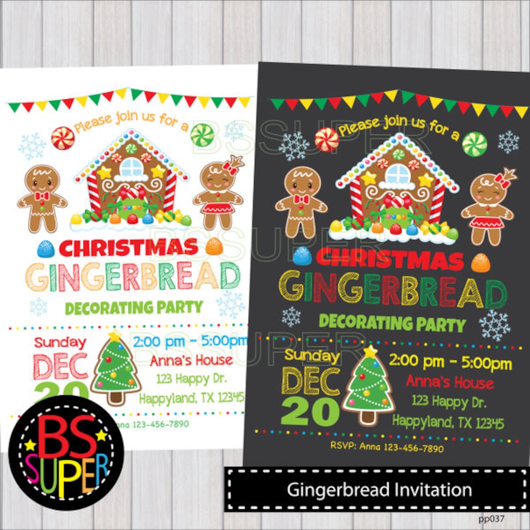 Gingerbread Party Invitation, Gingerbread Invitation, Cookie Decorating ...