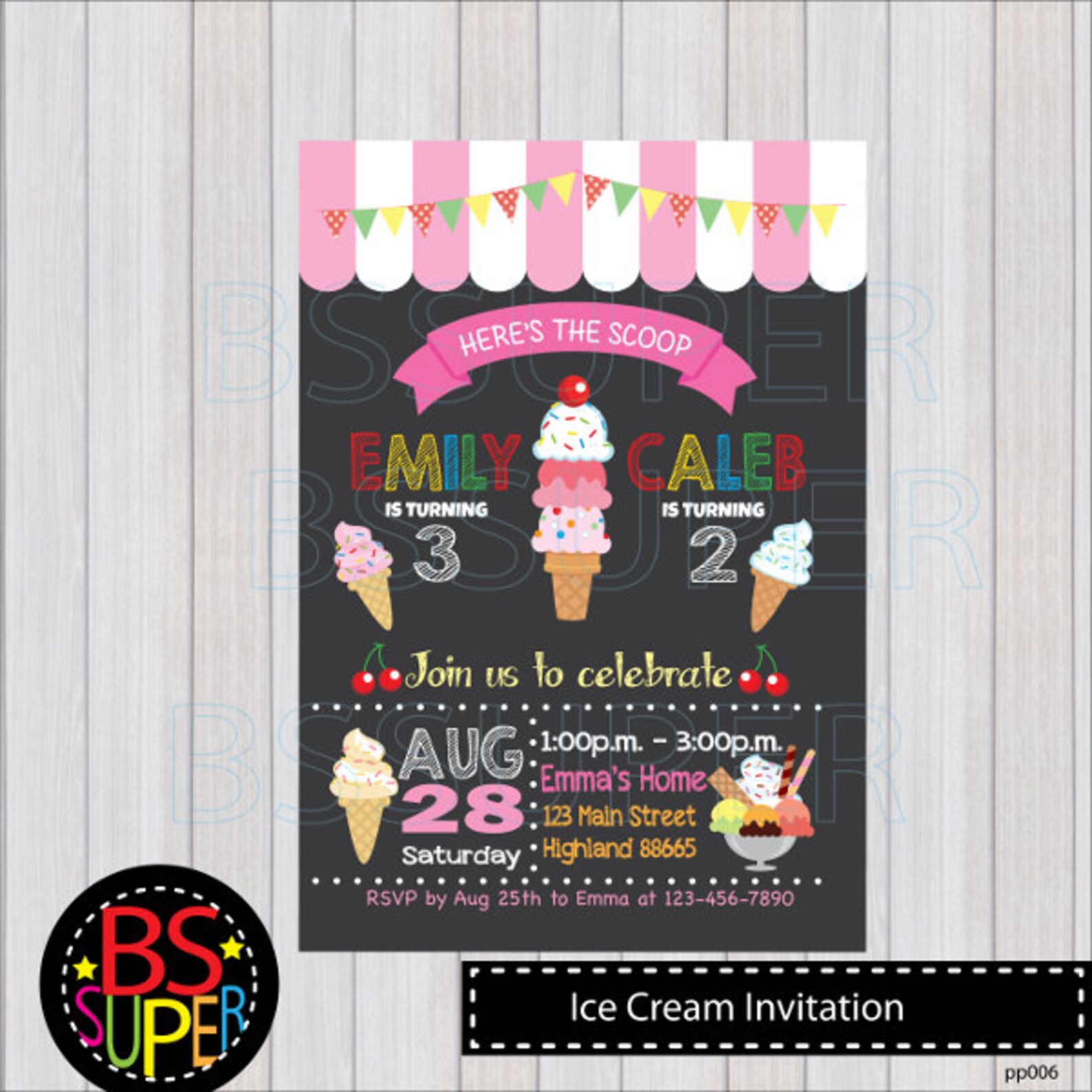 Ice Cream Invitation, Ice Cream Party Invitation, Joint Ice Cream ...