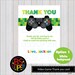 Video Game Thank You Card, Video Game Birthday Party Thank You Card - Etsy