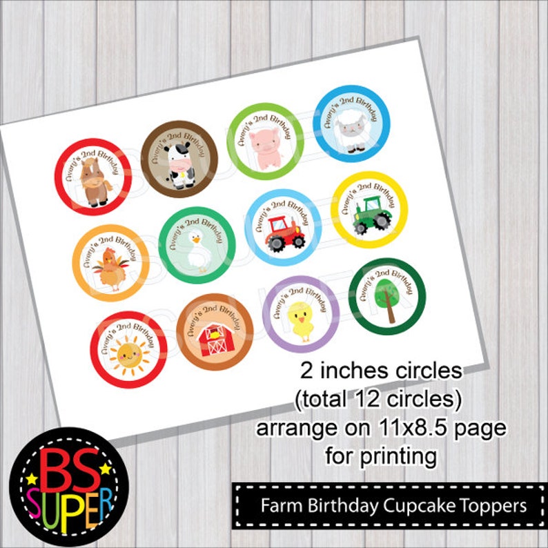 Farm Party Cupcake Topper Farm Animals Cake Topper Farm - Etsy