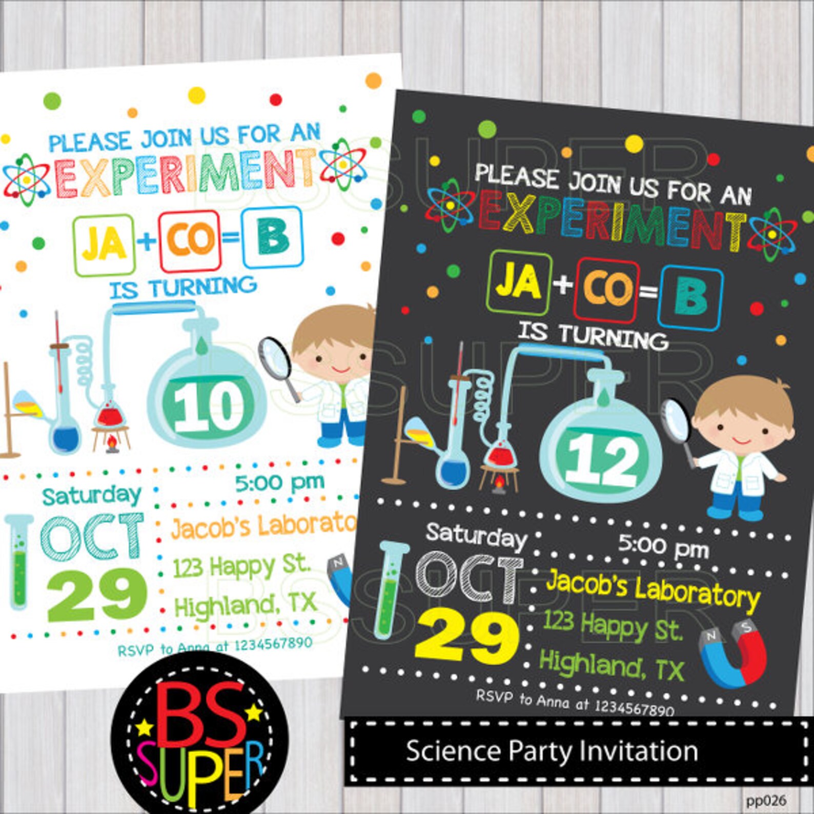 Science Birthday Invitation Science Party Invites Mad - Etsy