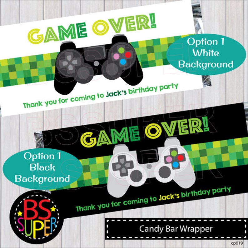 Video Game Party Candy Bar Wrapper Video Game Birthday Party - Etsy