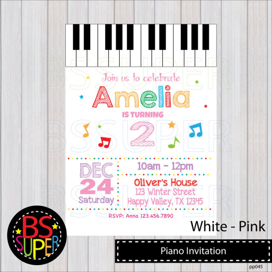 Music Piano Keys Invitation Music Birthday Party Invite | Etsy