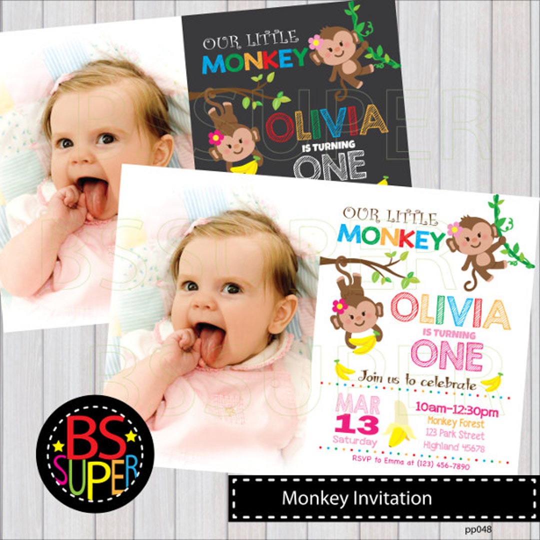 Monkey Birthday Invitation , Monkey Birthday Party , Monkey Invitation ...