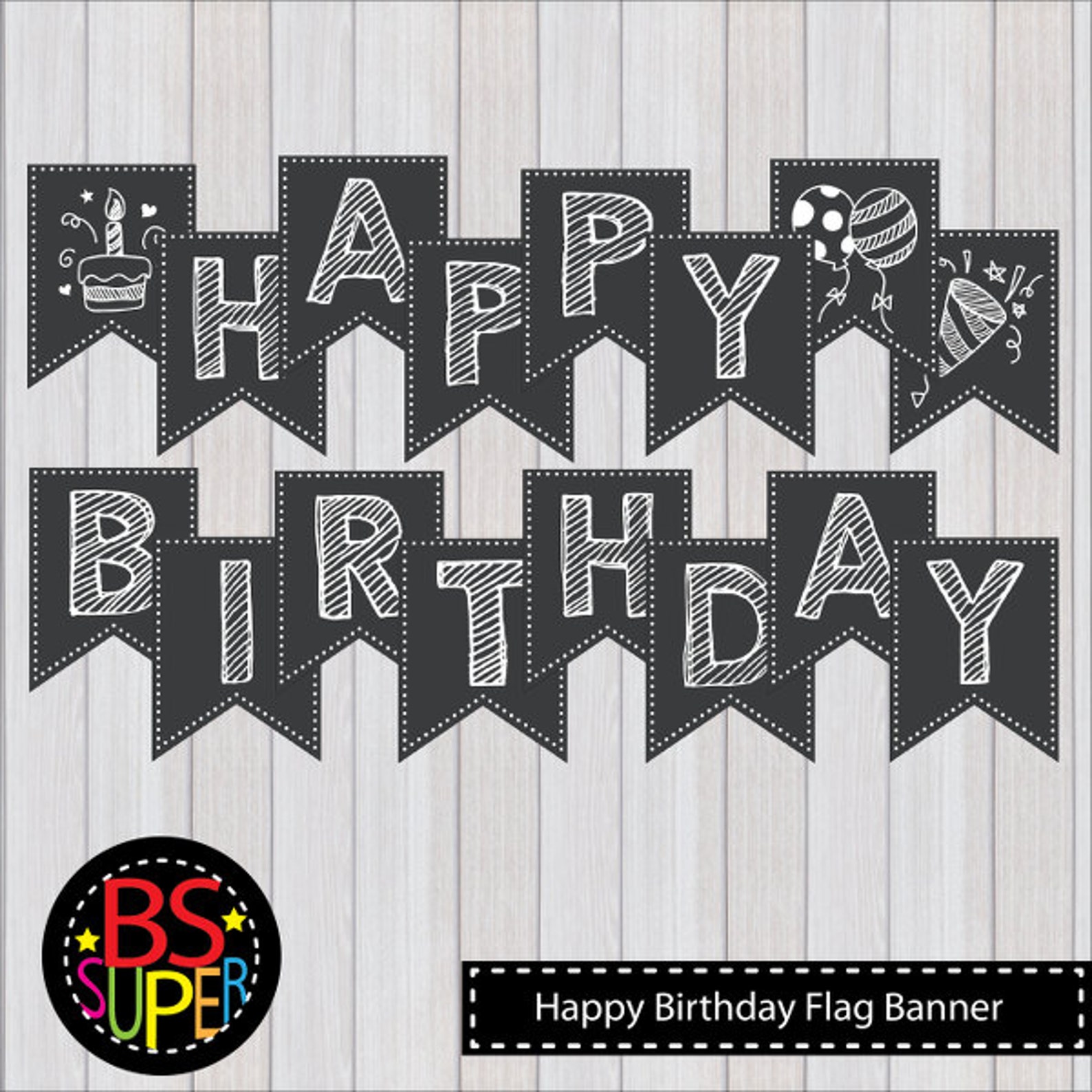 Happy Birthday Banner Chalkboard Banner Flag Banner | Etsy