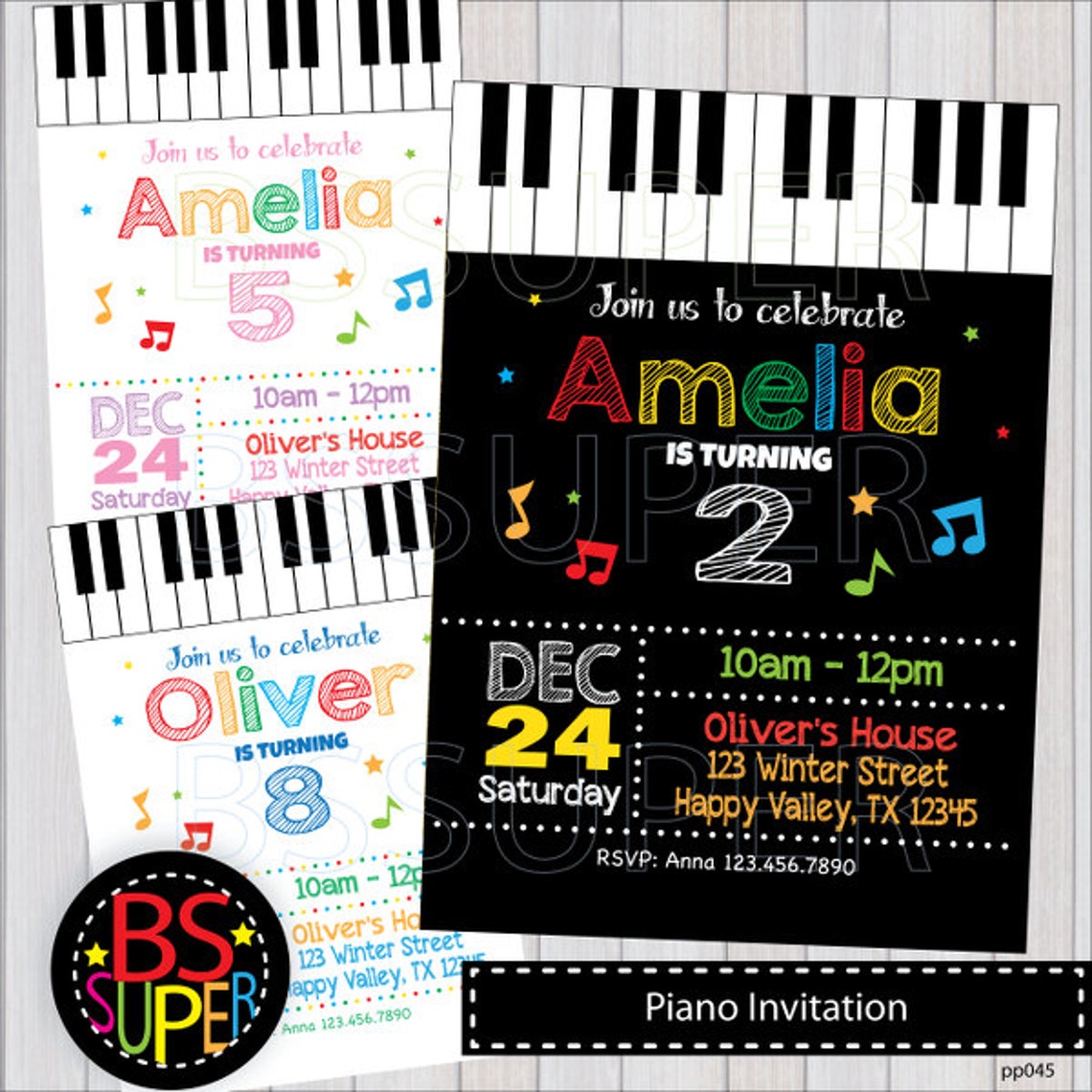 Music Piano Keys Invitation Music Birthday Party Invite | Etsy