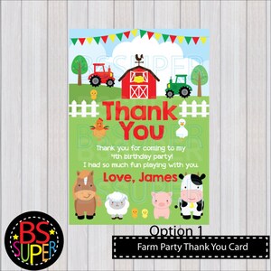 Farm Birthday Thank You Card First Birthday Thank You Card - Etsy