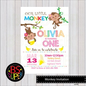 Monkey Birthday Invitation , Monkey Birthday Party , Monkey Invitation ...