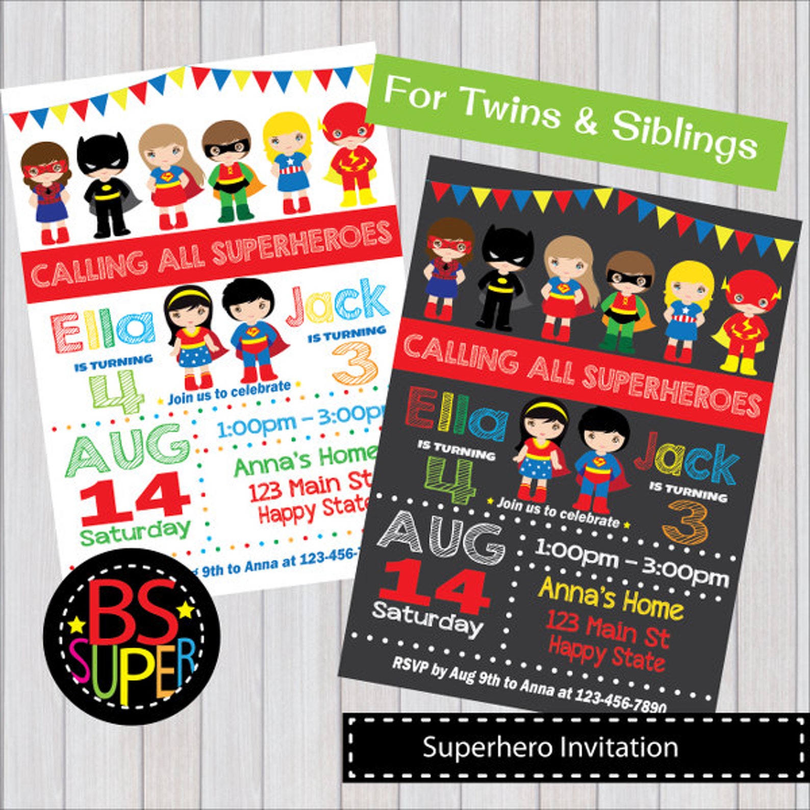 SUPERHERO Invitation Superhero Birthday Party Invitation - Etsy
