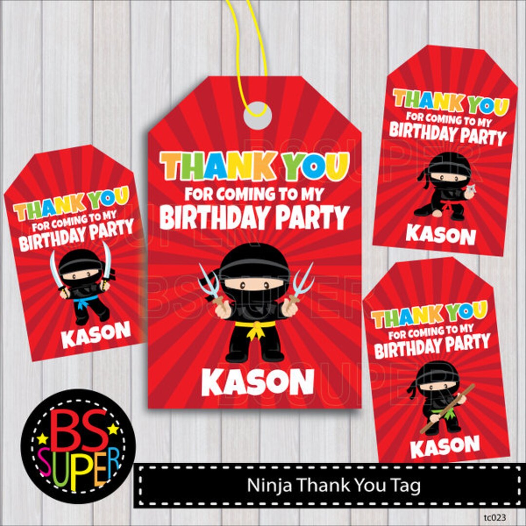Ninja Party Favor Tags, Ninja Birthday Favor Tags, Ninja Thank You Tags ...