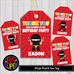 Ninja Party Favor Tags, Ninja Birthday Favor Tags, Ninja Thank You Tags ...