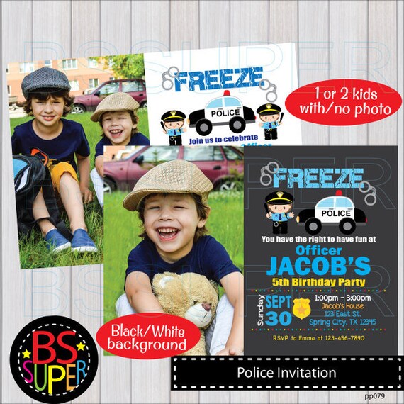 Police Birthday Invitation Police Party Invitations Police | Etsy