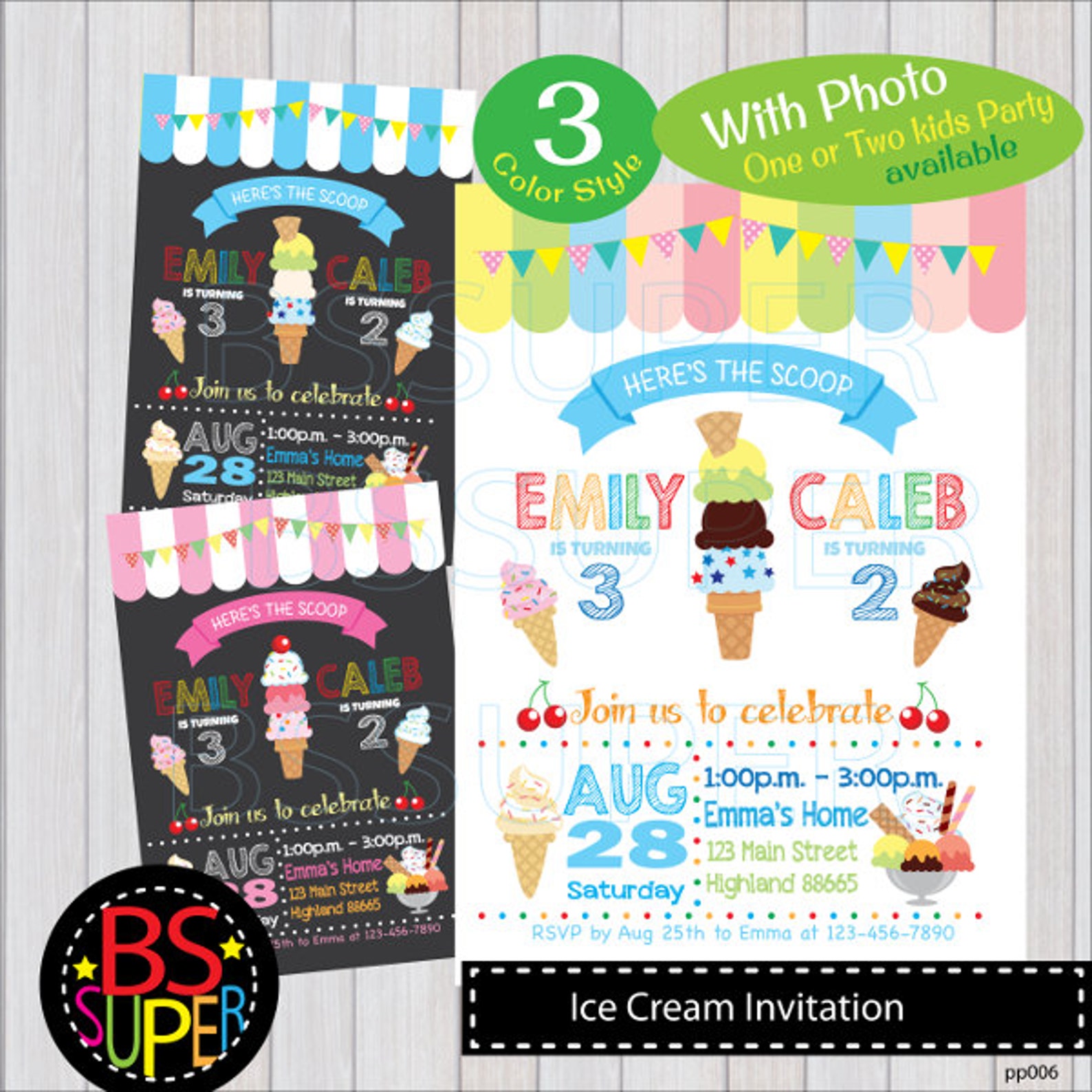 Ice Cream Invitation Ice Cream Party Invitation Ice Cream - Etsy