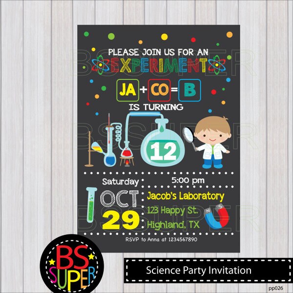 Science Birthday Invitation Science Party Invites Mad - Etsy