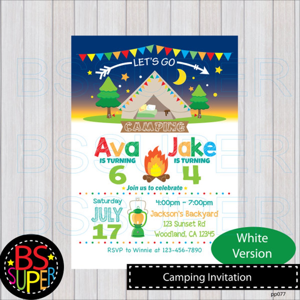 Camping Invitation Camping Birthday Invitation Glamping | Etsy