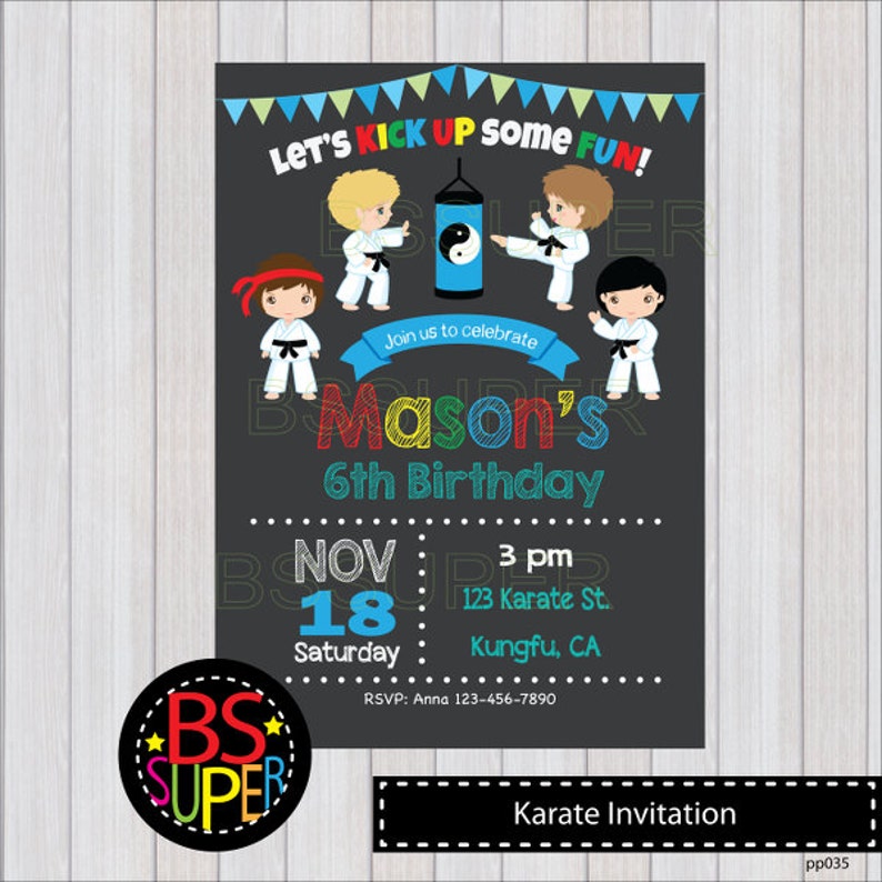 KARATE Invitation Karate Birthday Party invitation Karate | Etsy