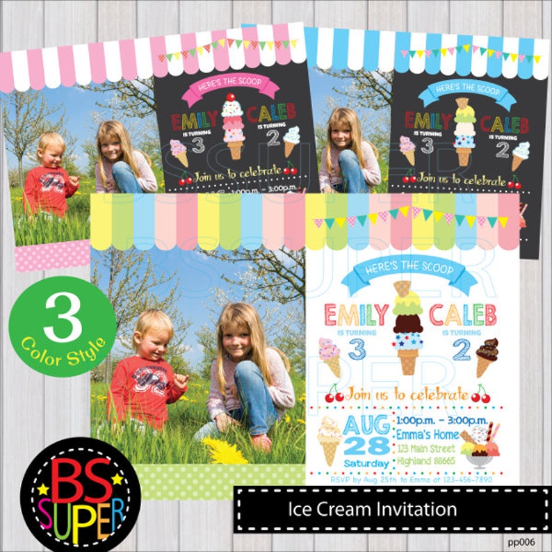Ice Cream Invitation Ice Cream Party Invitation Ice Cream - Etsy