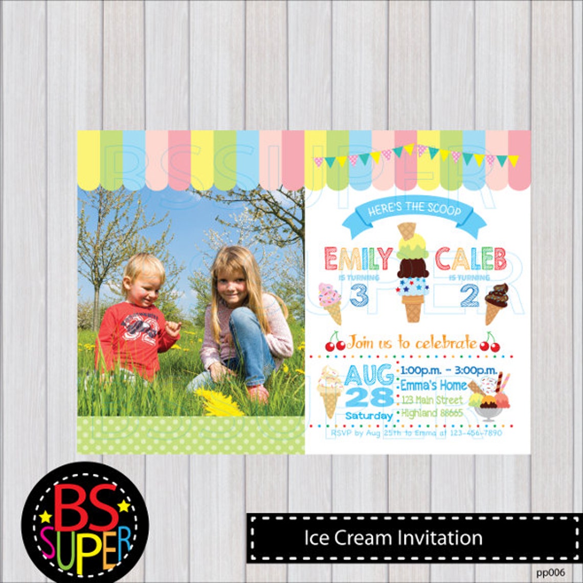 Ice Cream Invitation Ice Cream Party Invitation Ice Cream - Etsy