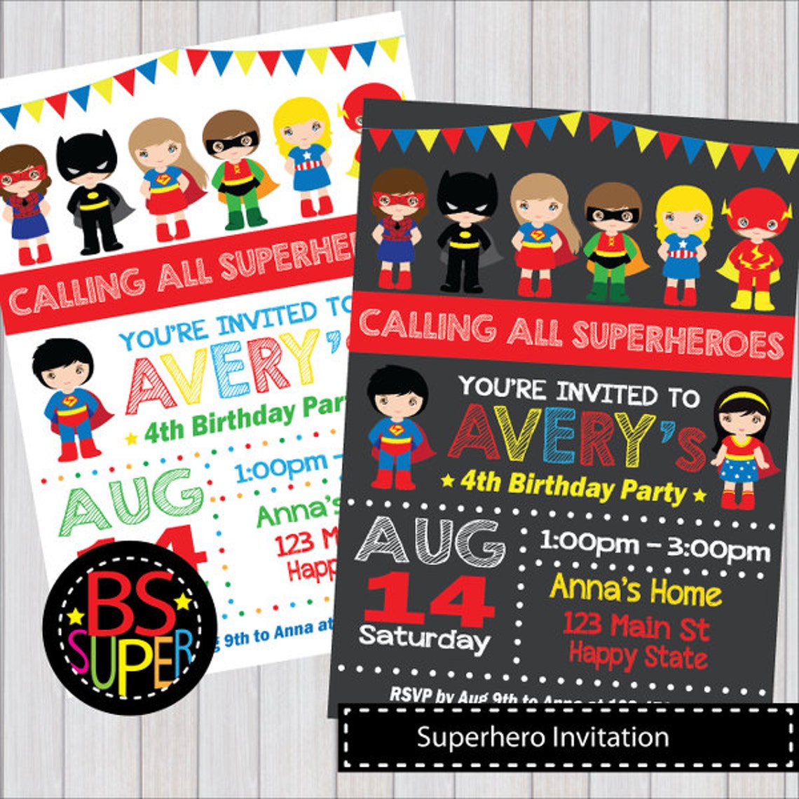 SUPERHERO Invitation Superhero Birthday Party Invitation - Etsy