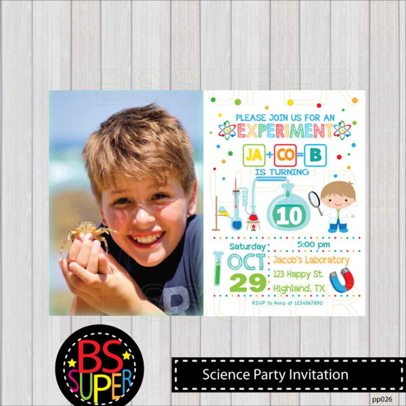 Science Birthday Invitation Science Party Invites Mad - Etsy