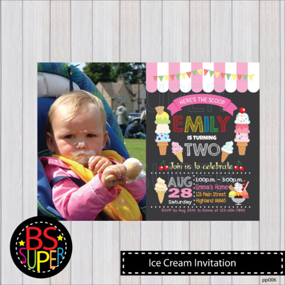 Ice Cream Invitation Ice Cream Party Invitation Ice Cream | Etsy