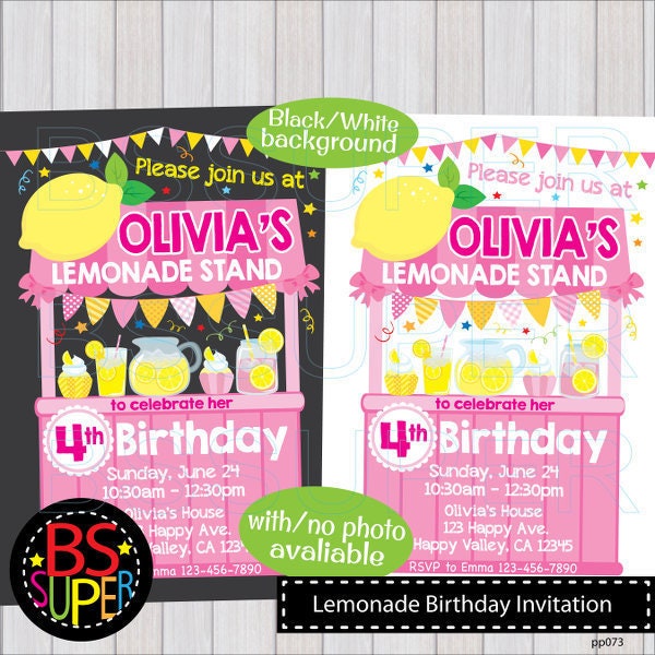 Lemonade Birthday Invitation Lemonade Stand Invitation - Etsy
