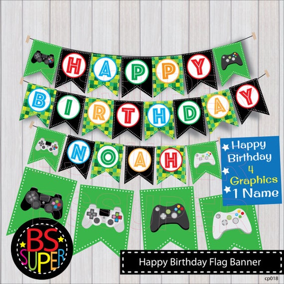 Video Game Birthday Banner Video Game Birthday Party Banner | Etsy