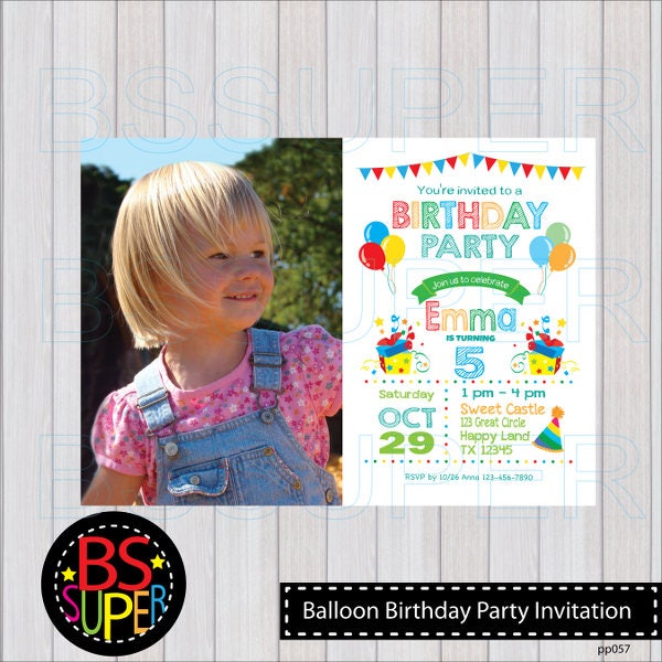 Balloon Birthday Invitation Balloon Birthday Party | Etsy