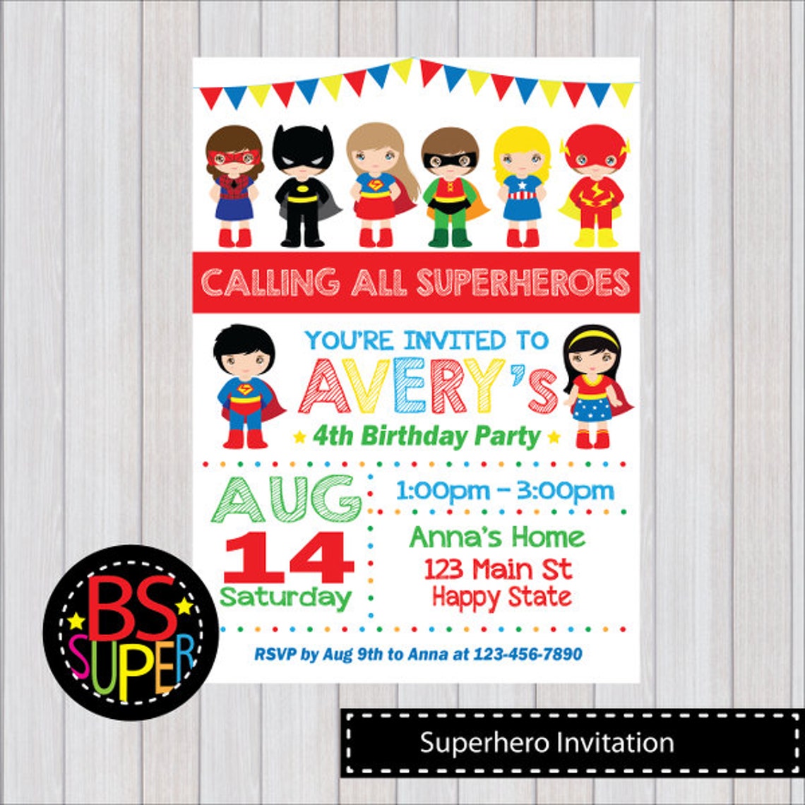 SUPERHERO Invitation Superhero Birthday Party Invitation - Etsy