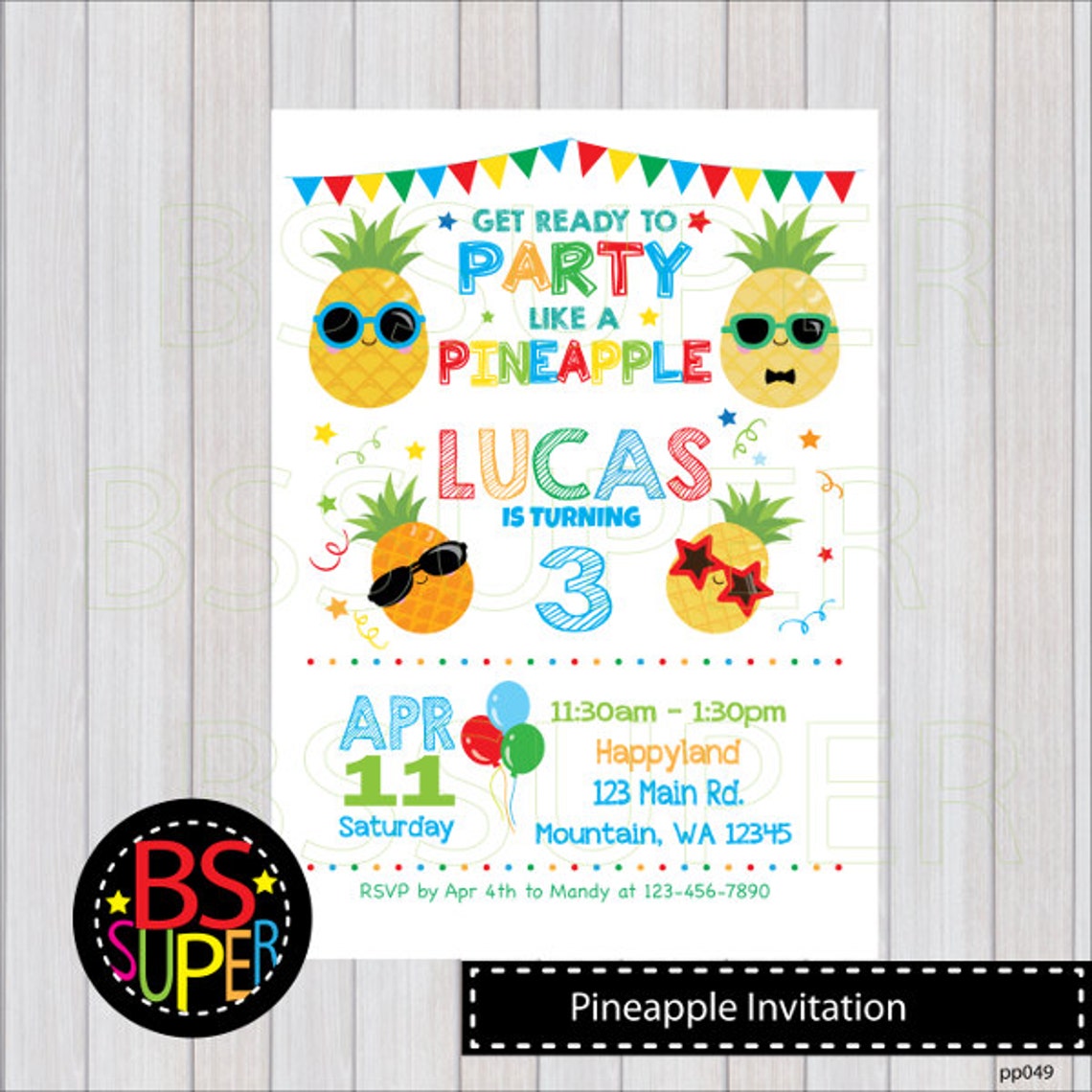 Pineapple Birthday Invitation Pineapple Party Pineapple - Etsy