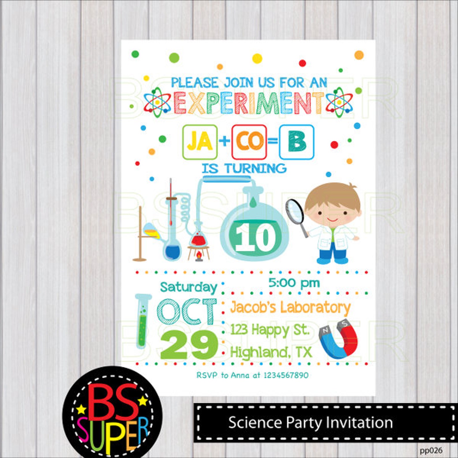 Science Birthday Invitation Science Party Invites Mad - Etsy