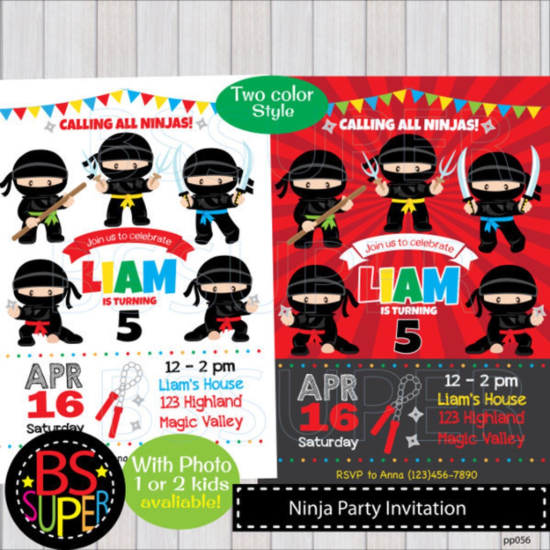 Ninja Birthday Invitation, Ninja Invitation, Ninja Party Invite - Etsy