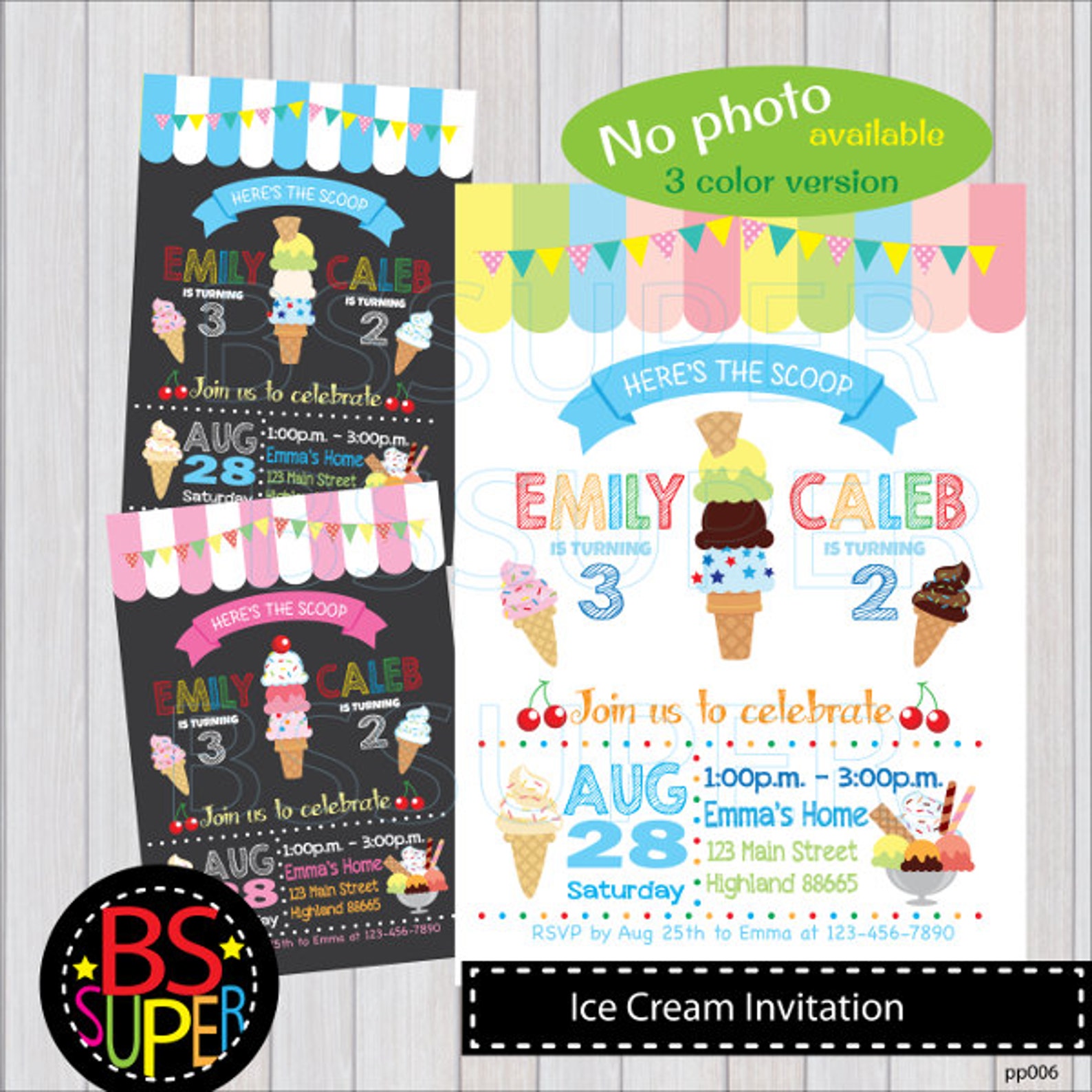 Ice Cream Invitation Ice Cream Party Invitation Ice Cream - Etsy