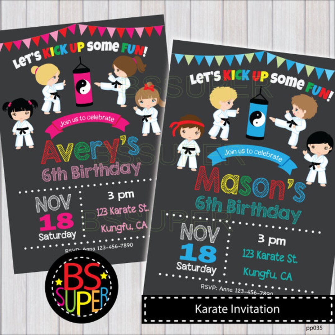 KARATE Invitation, Karate Birthday Party Invitation, Karate Party ...