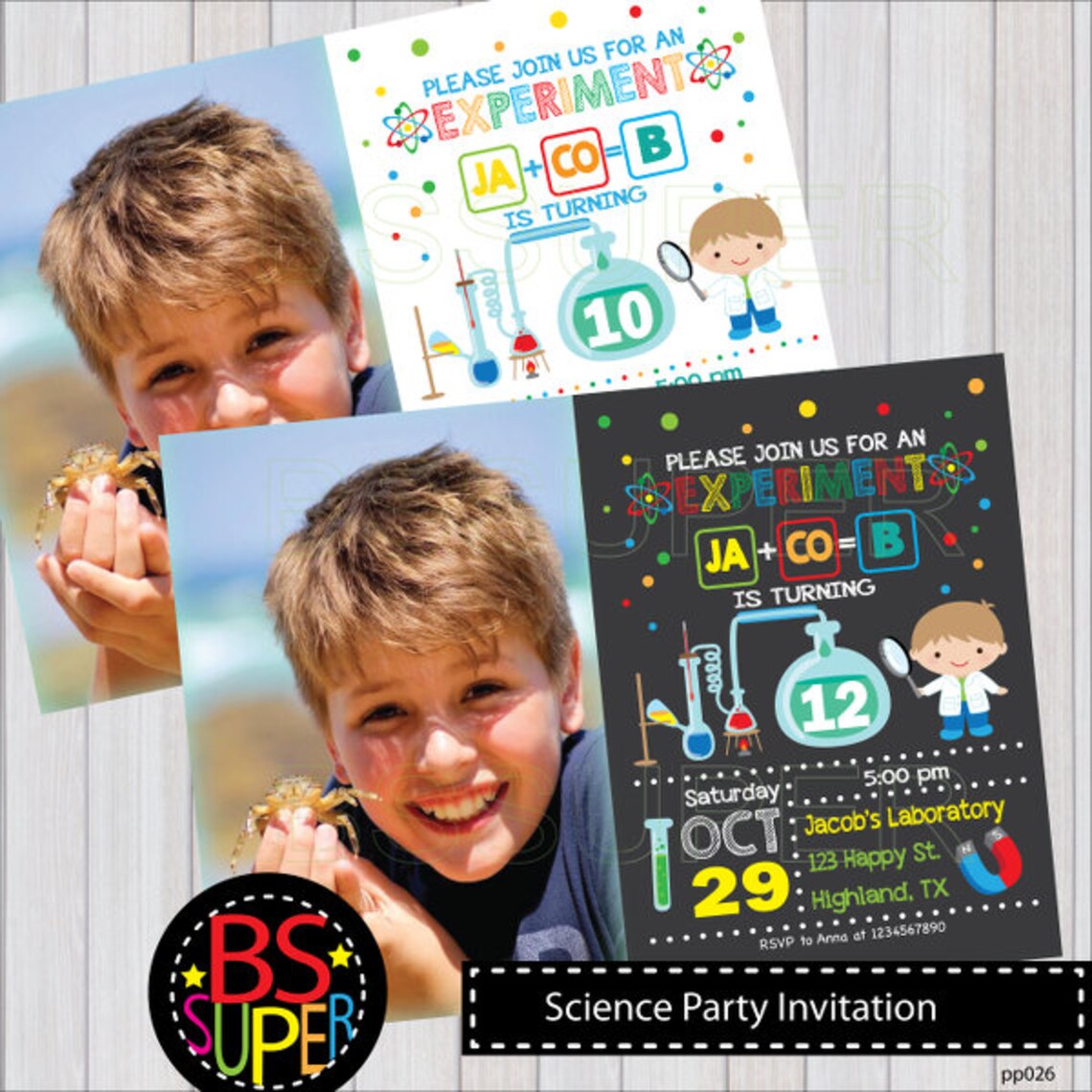 Science Birthday Invitation Science Party Invites Mad - Etsy