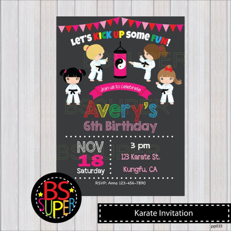 KARATE Invitation Karate Birthday Party Invitation Karate - Etsy