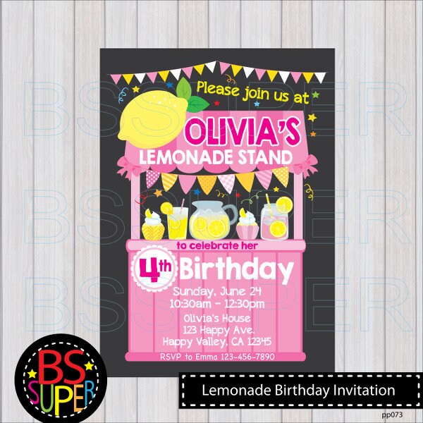 Lemonade Birthday Invitation Lemonade Stand Invitation - Etsy
