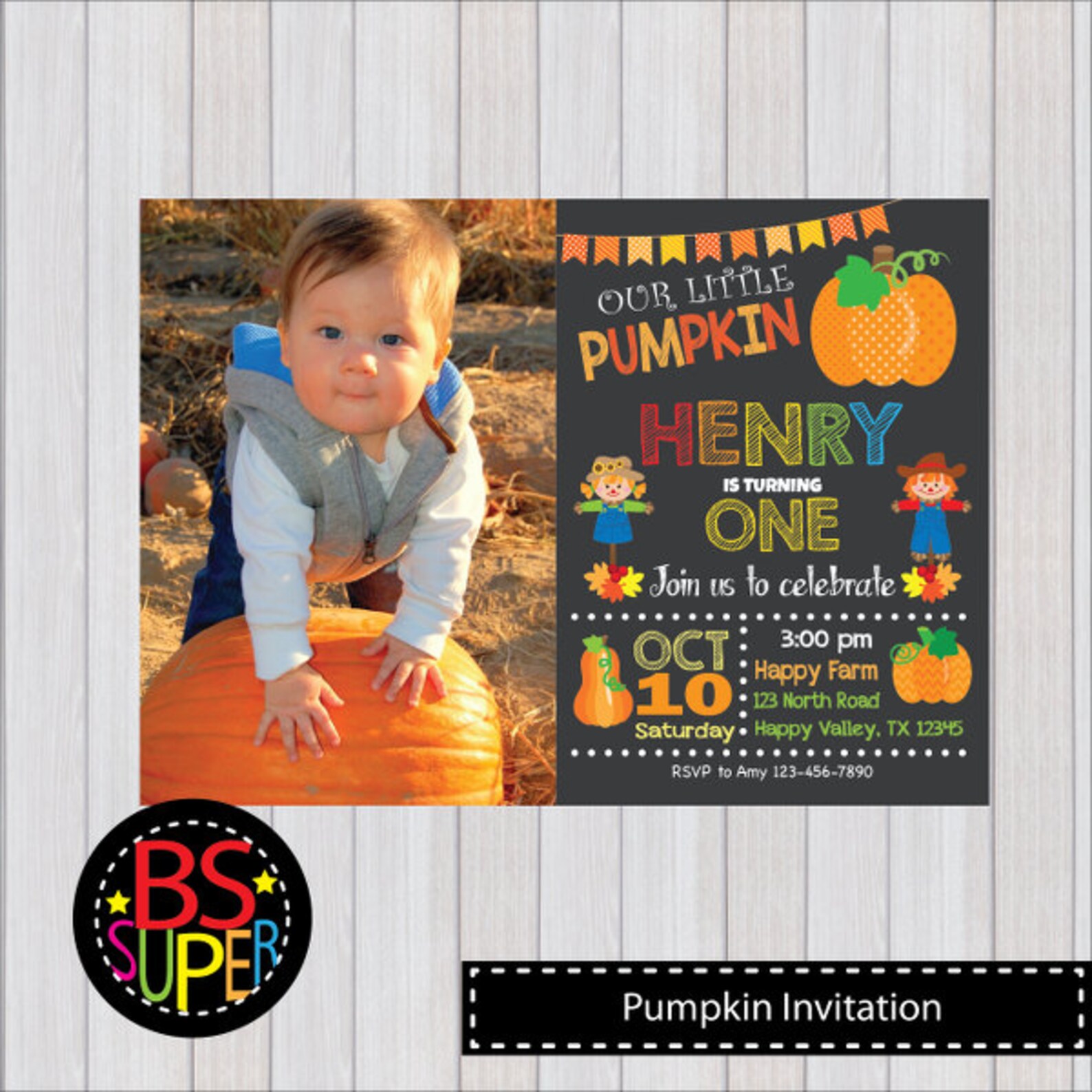 Pumpkin Patch Birthday Invitation Pumpkin Birthday Party | Etsy