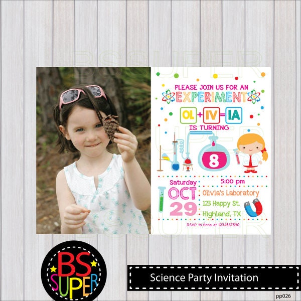 Science Birthday Invitation Science Party Invites Mad | Etsy