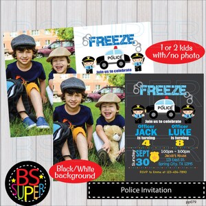 Police Birthday Invitation, Police Party Invitations, Police Officer ...